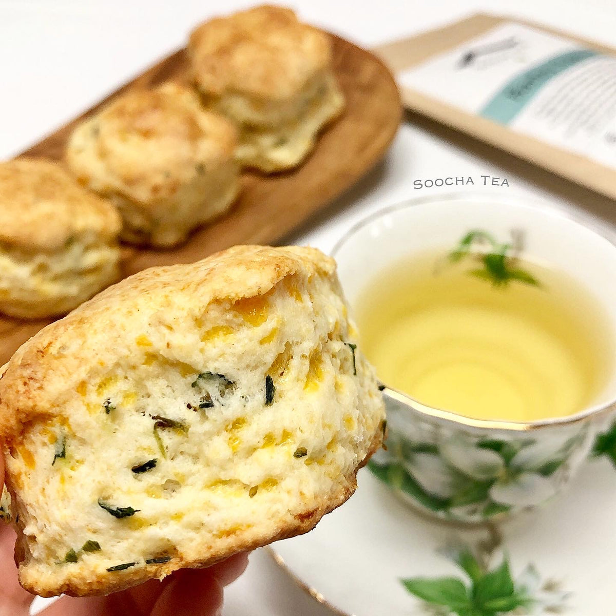 Cheddar Barley Sprout Scones | Recipes - Soocha Tea